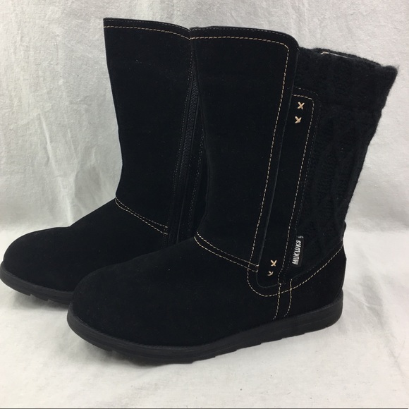 Muk Luks | Shoes | Nwt Leather Muk Luks Knitted Sherpa Lined Boots ...